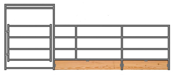 24'W x 5'H 4-Rail 1-5/8" Wood-Base Corral Panel W/ Gate - Rarin To Go ...