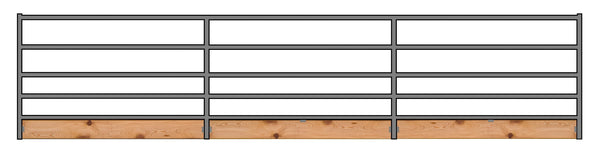 24'W x 5'H 5-Rail 1-7/8 Corral Panel W/ Wood-Base – Rarin to Go Corrals